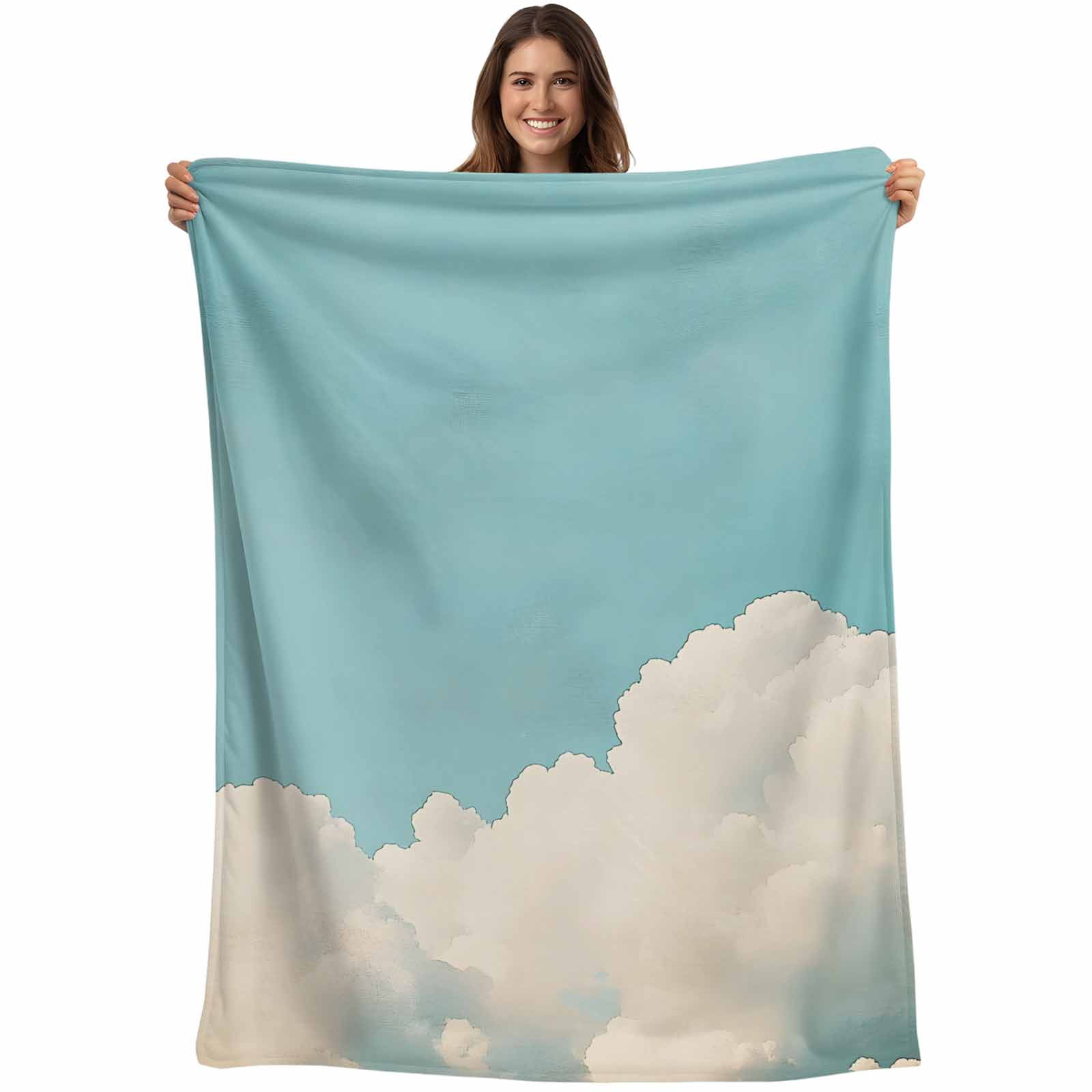 Blue Ombre Sky Blanket Soft Cozy Warm Throw Blanket for Couch, Plush ...