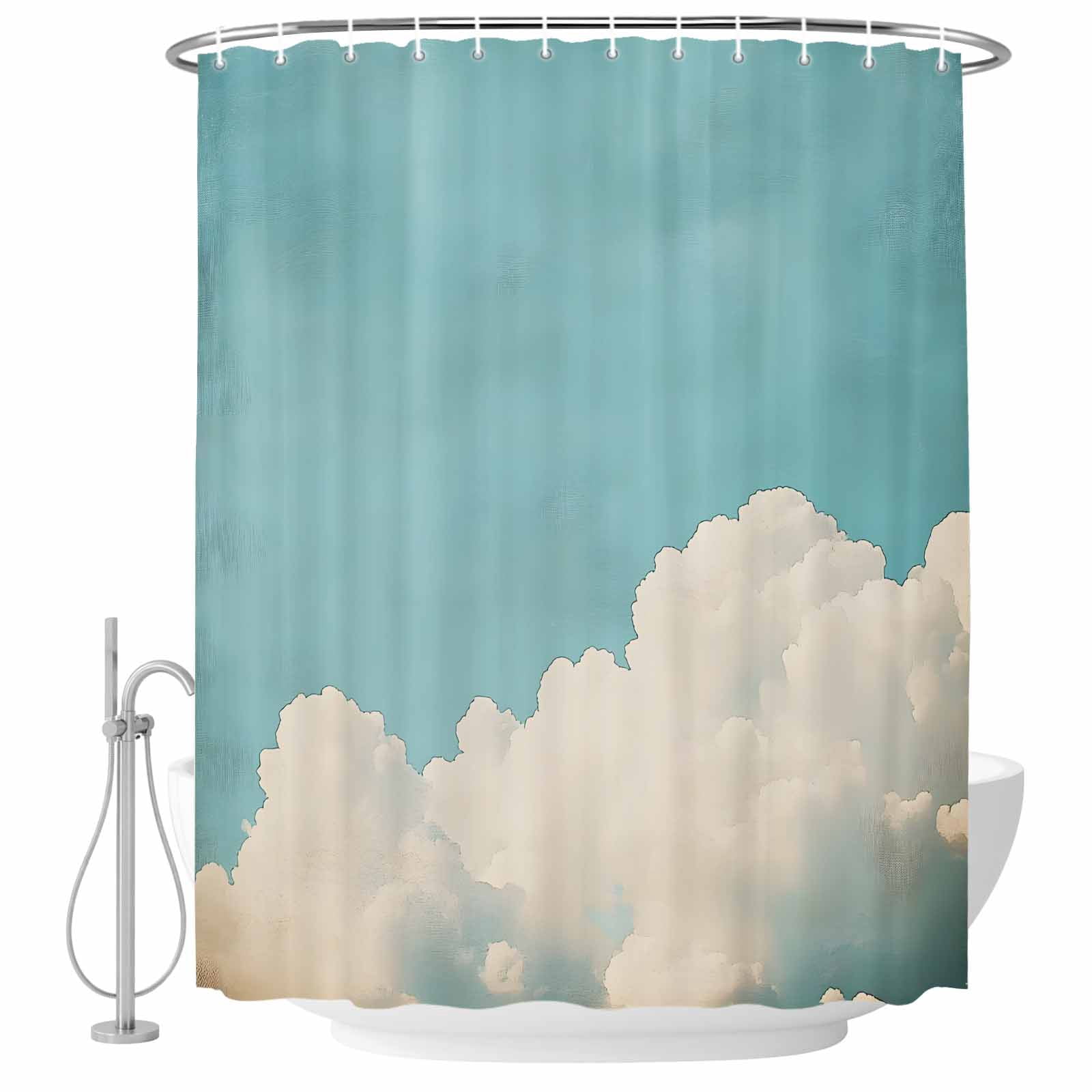 Blue Ombre Sky Shower Curtain Set - Long 72" x 84" Washable Bathtub ...