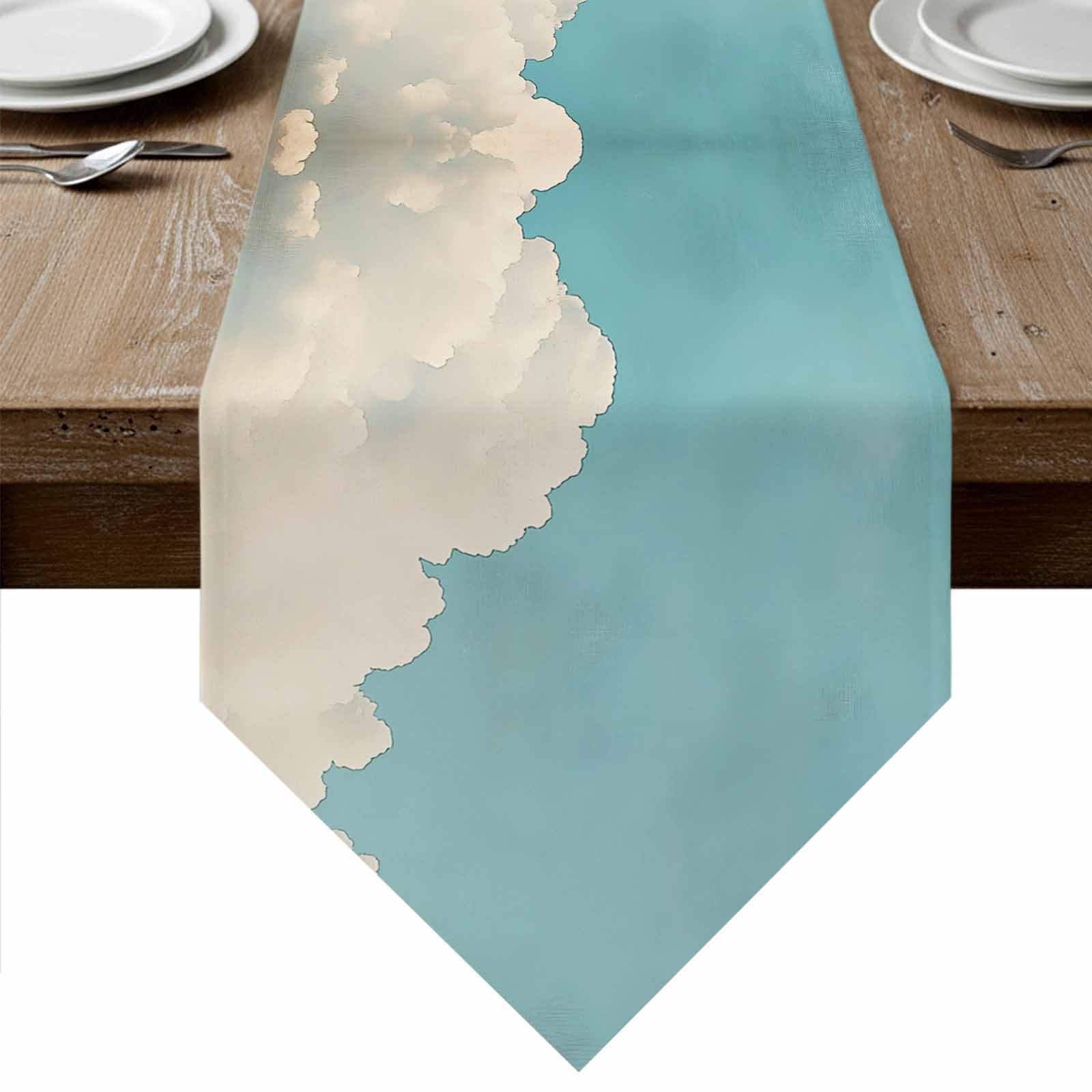 Blue Ombre Sky Table Runner Linen Burlap Table Runner 90 Inches Long ...