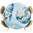 Blue Ombre Space Rocket Round Tablecloth 36-44 Inch Round Fitted Table ...