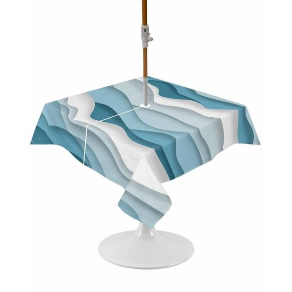 Blue Ombre Square Outdoor Tablecloth, Waterproof Table Cloth Cover with ...