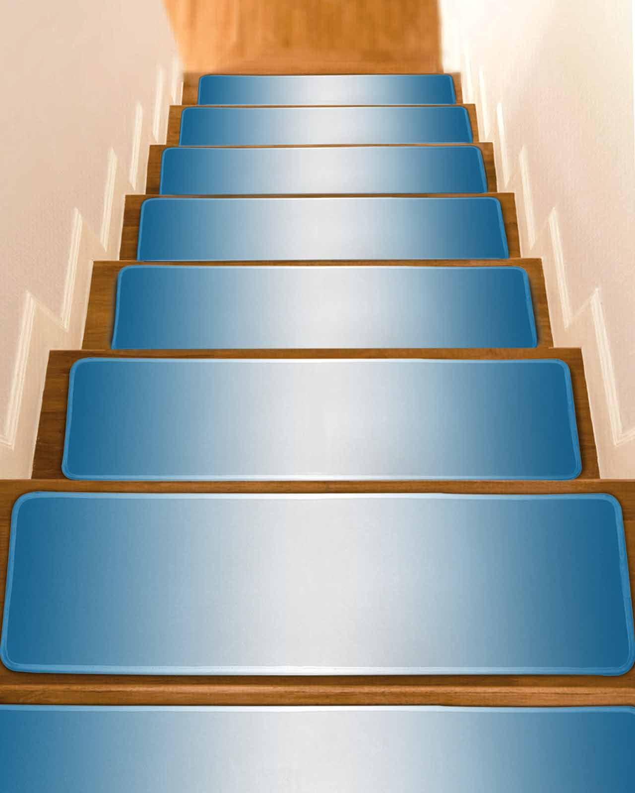 Blue Ombre Stair Treads for Wooden Steps Indoor Runner Rug Carpet, Blue ...