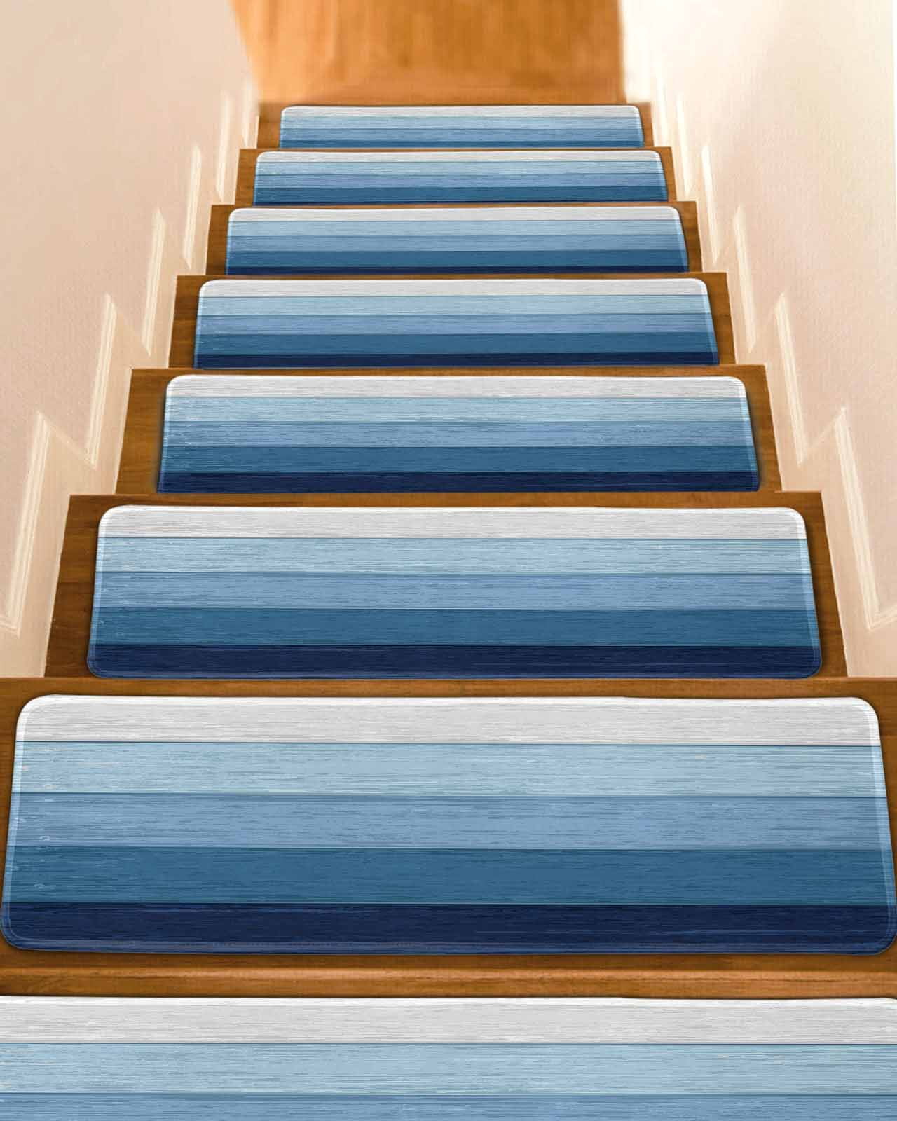 Blue Ombre Stair Treads for Wooden Steps Indoor Runner Rug Carpet ...