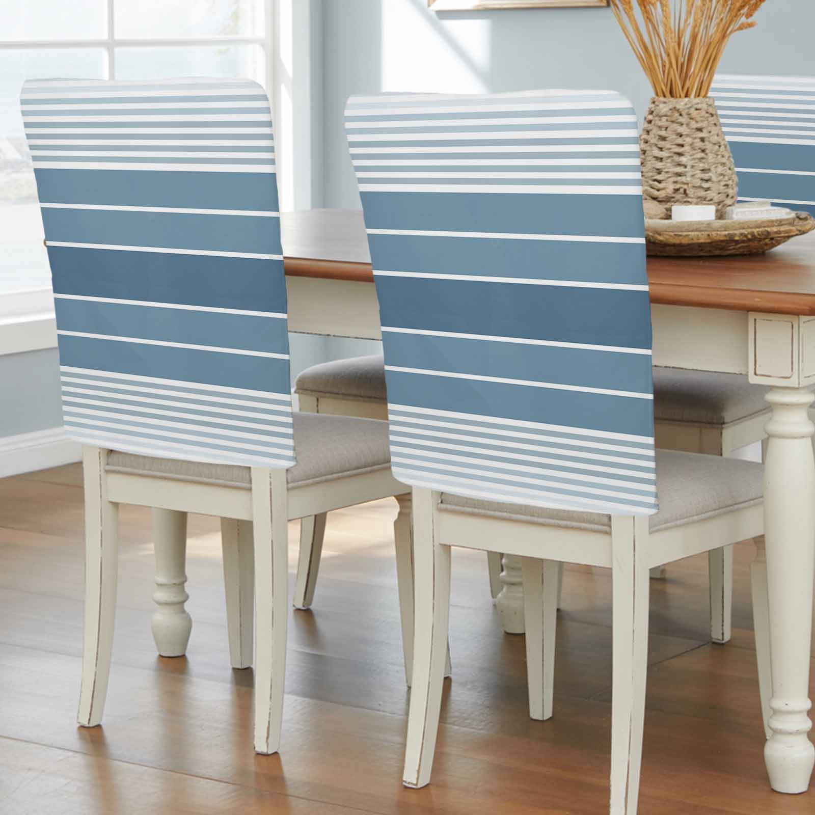 Blue Ombre Stripe Chair Back Covers, Farmhouse Striped Gradient ...