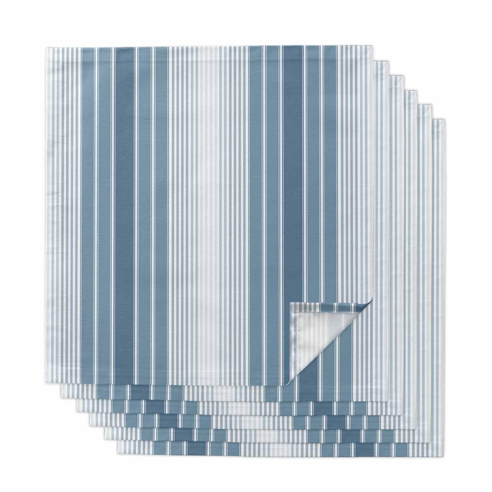 Blue Ombre Stripe Cloth Napkins, Farmhouse Simple Striped Washable and ...