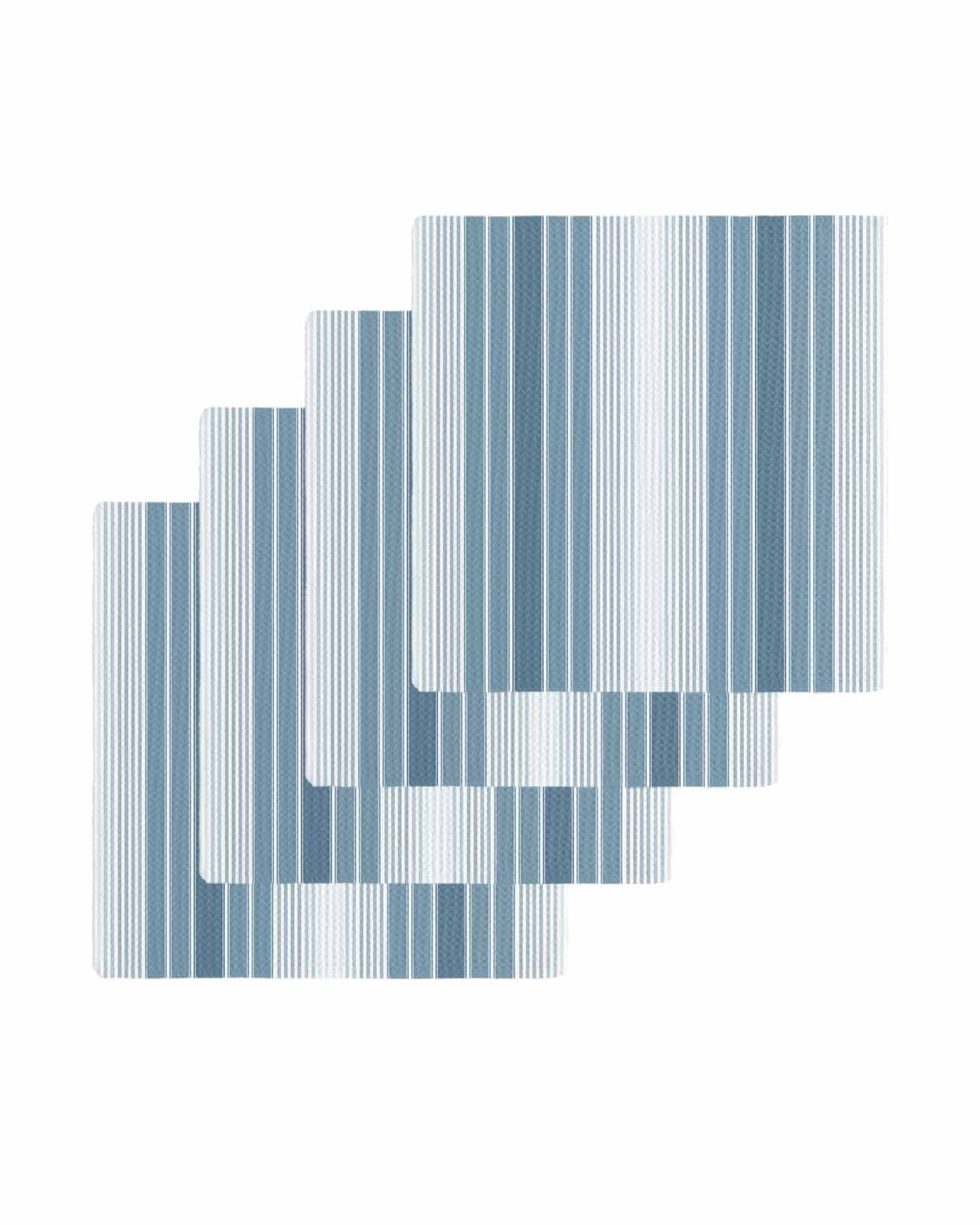 Blue Ombre Stripe Kitchen Dish Towels for Drying Dishes Set of 4, Farmhouse Simple Striped ...