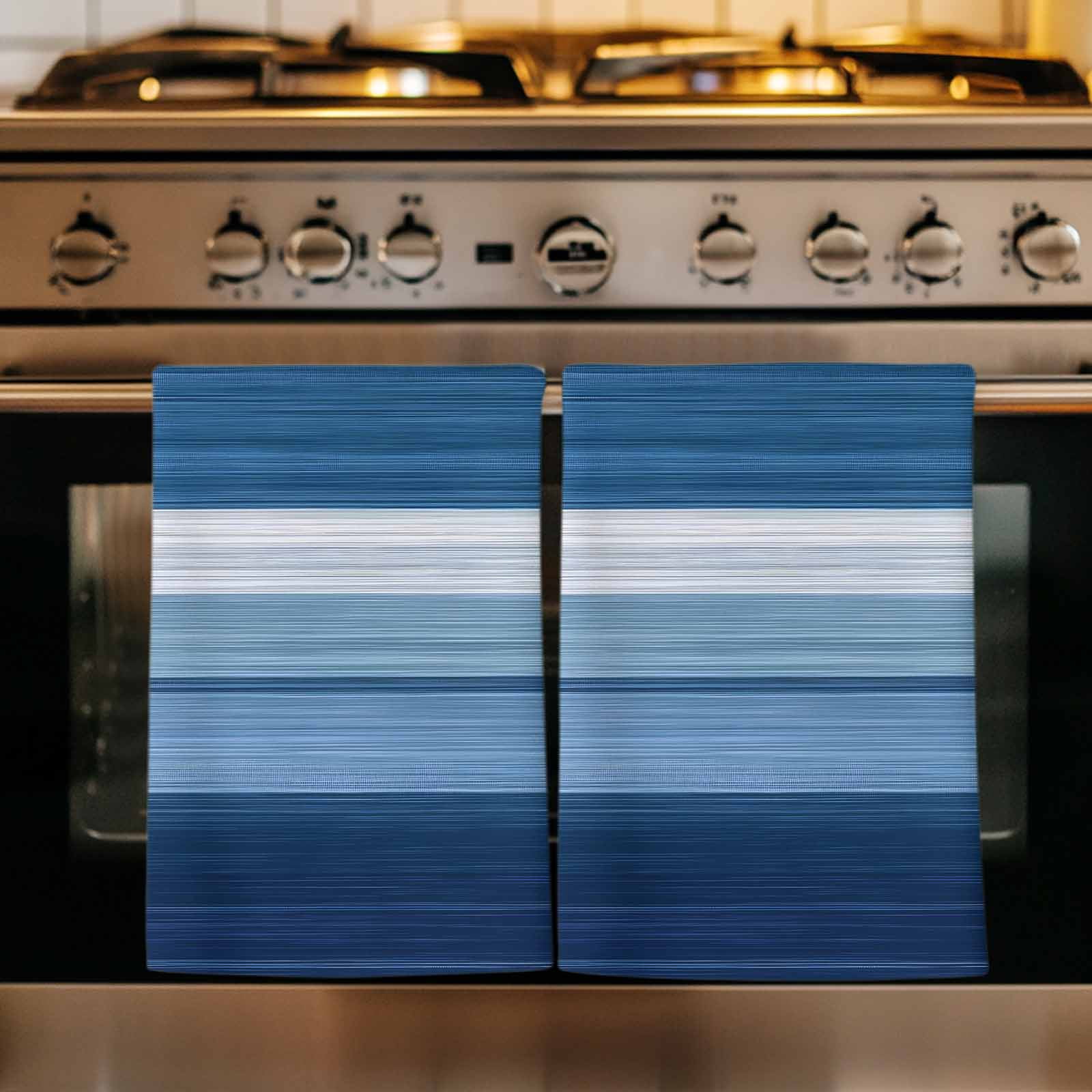 Blue Ombre Stripe Kitchen Towels Set of 2, Farmhouse Striped Modern ...