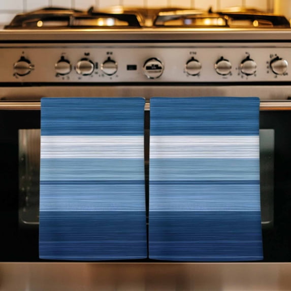Blue Ombre Stripe Kitchen Towels Set of 2, Farmhouse Striped Modern ...