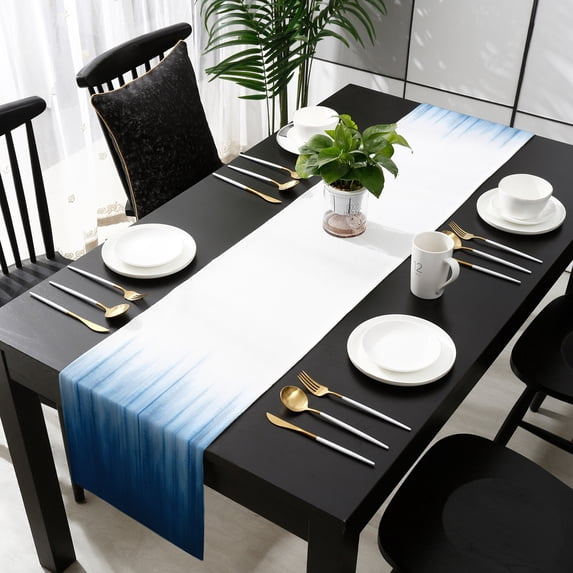 Blue Ombre Stripe Table Runner 70 Inches Long - Abstract Art Gradient ...