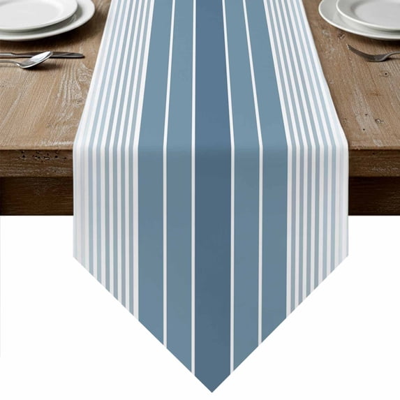 Blue Ombre Stripe Table Runner Linen Burlap Table Runner 90 Inches Long ...