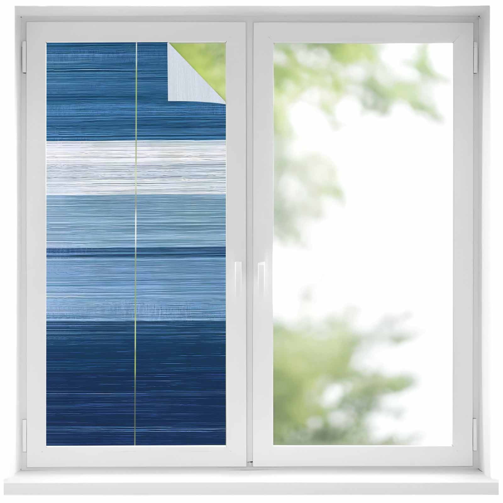 Blue Ombre Stripe Window Privacy Film, Farmhouse Striped Modern ...