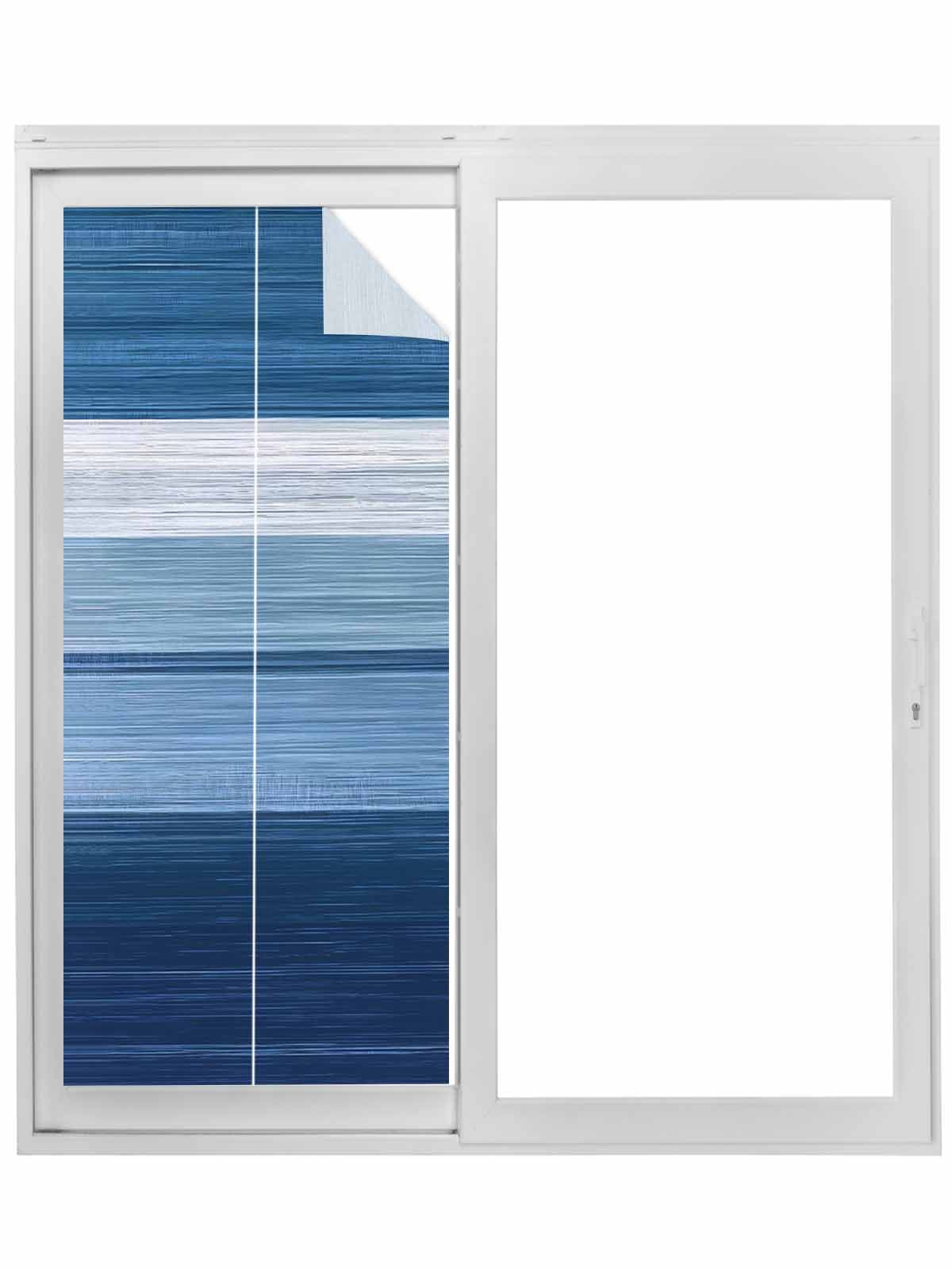 Blue Ombre Stripe Window Privacy Film, Farmhouse Striped Modern ...