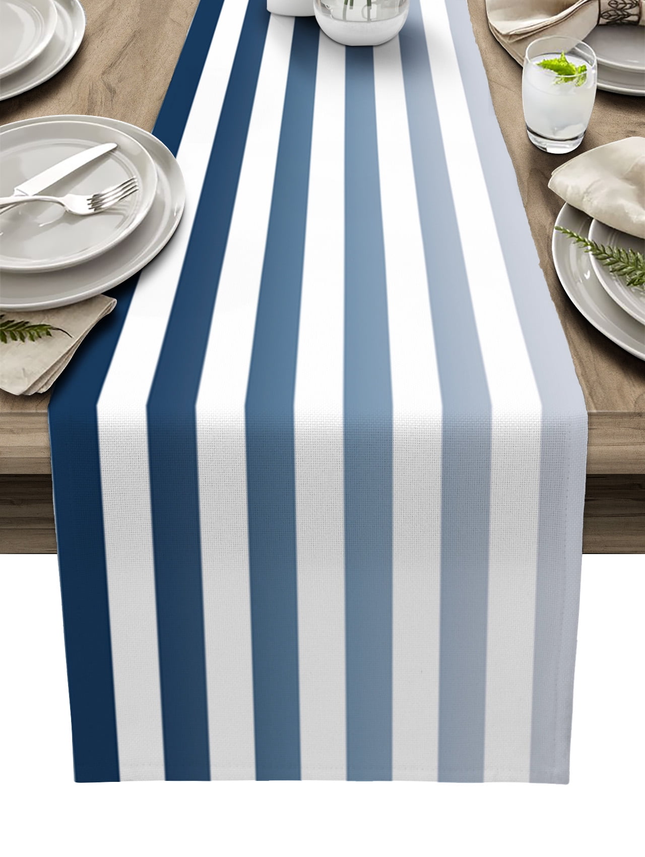 Blue Ombre Striped Table Runner 72 Inches, Modern Abstract Art ...