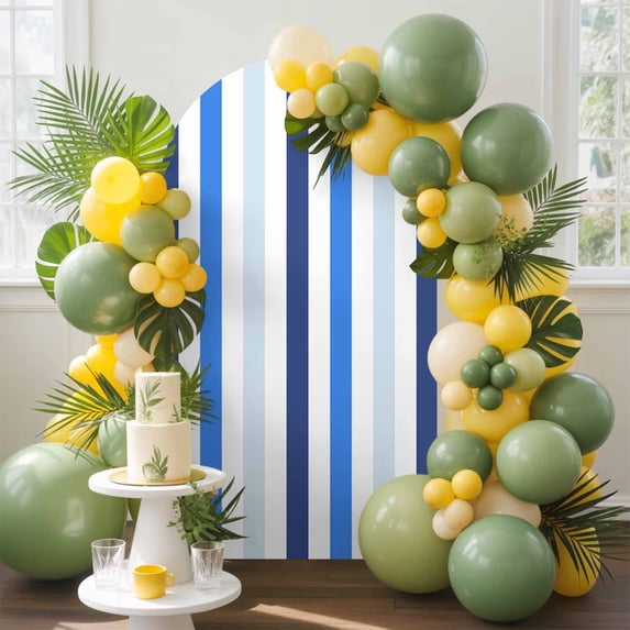 Blue Ombre Stripes Arch Backdrop Cover, 4FT, Minimalist Abstract ...