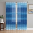 Blue Ombre Stripes Semi Sheer Curtains 84 Inch Length 2 Panels Set ...