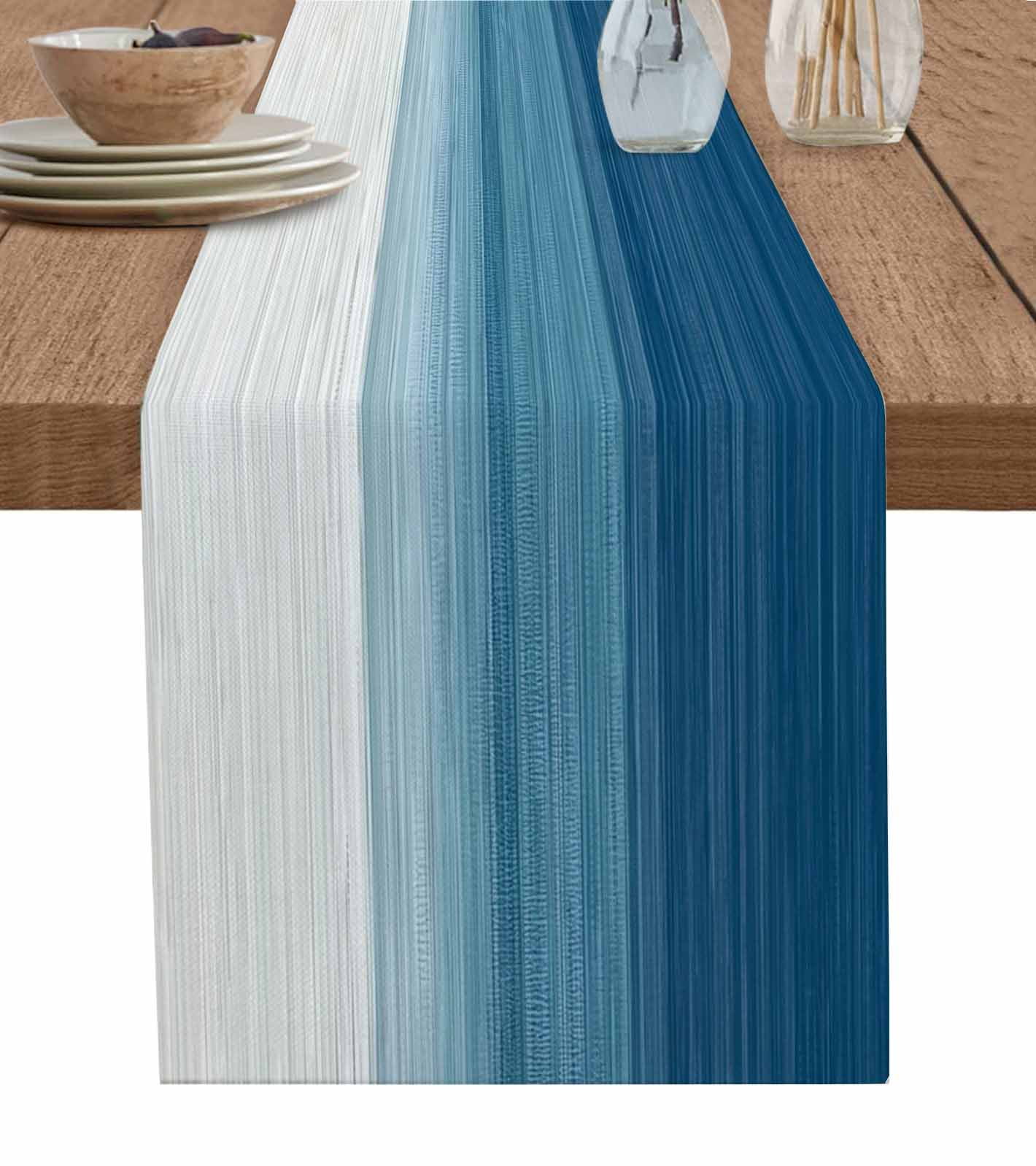 Blue Ombre Stripes%vintage Gradient Abstract Lines Art Burlap Cotton ...