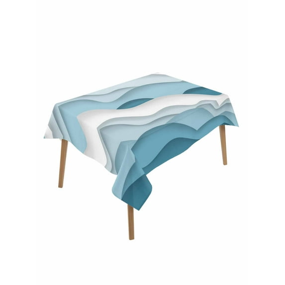 Blue Ombre Table Cloth, Modern Geometric Moire Abstract Art Waterproof ...