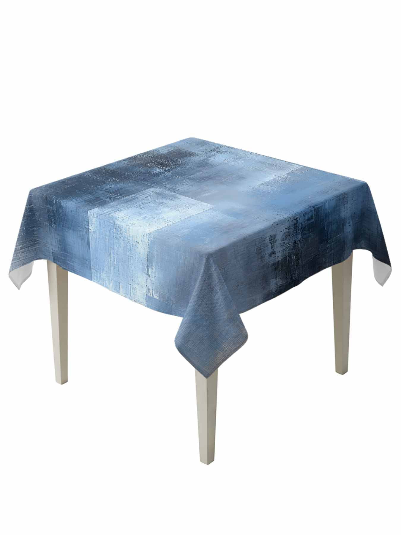Blue Ombre Table Cloth, Modern Oil Painted Retro Abstract Art ...