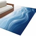 Blue Ombre Washable Area Rugs 4'x6', Abstract Modern Gradient Ripple ...