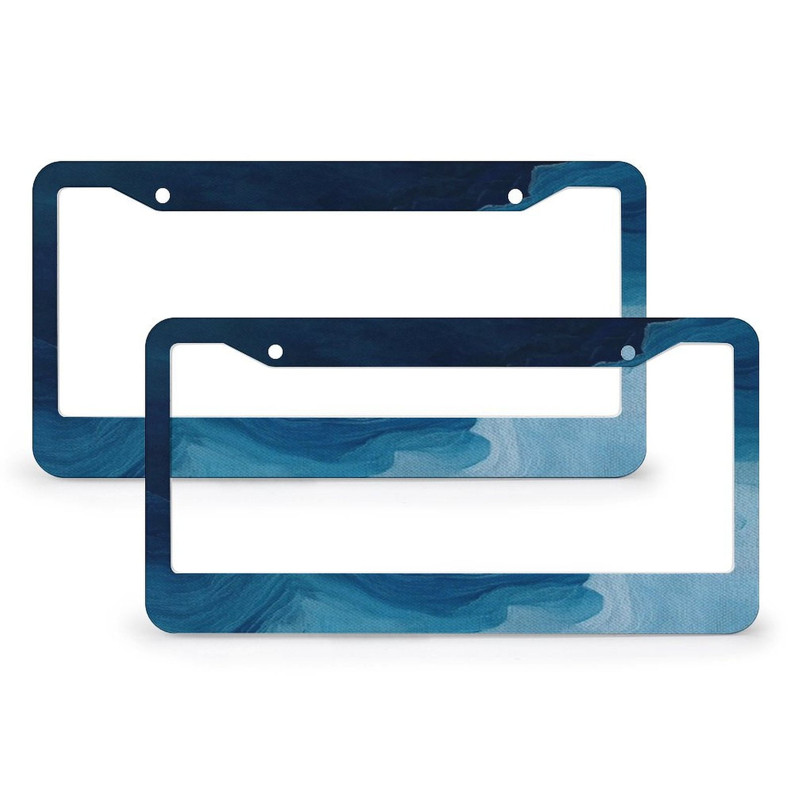 Blue Ombre Waves Design Abstract Aluminum Metal Car License Plate Frame ...
