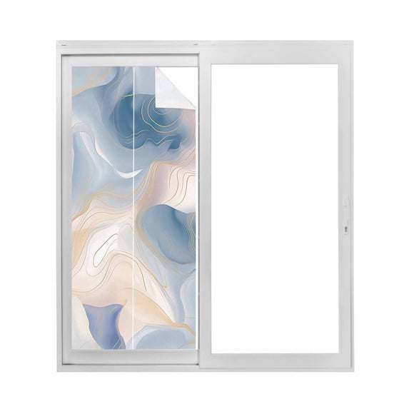 Blue Ombre Window Privacy Film, Modern Geometric Yellow Lines Abstract ...