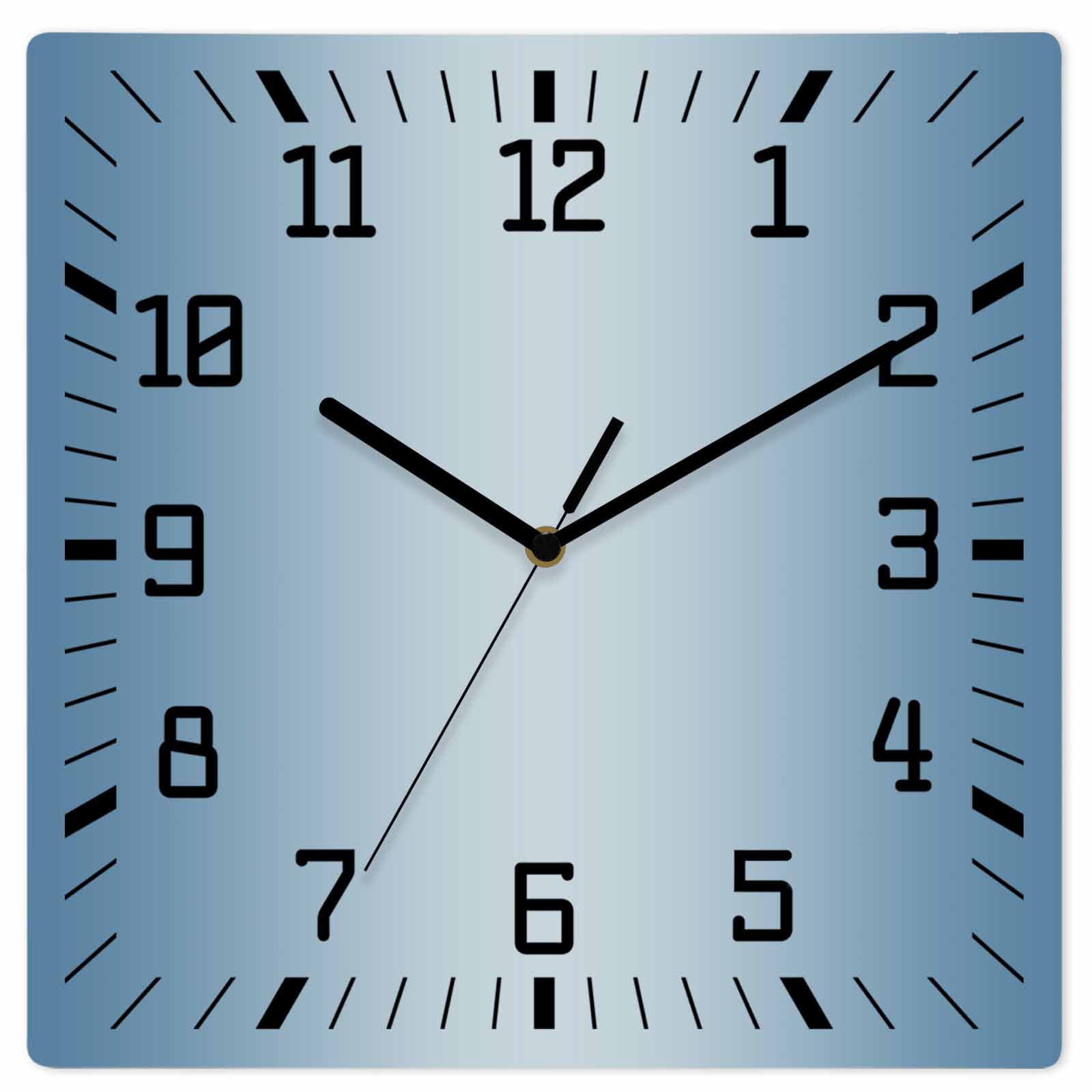 Blue Ombre Wooden Wall Clock Silent Non Ticking, Modern Gradient ...