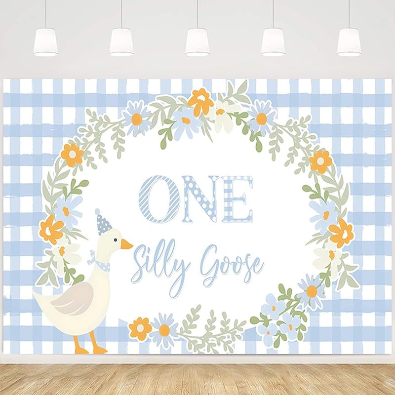 Blue One Silly Goose Cute Backdrop Silly Goose 1st Birthday Decorations ...