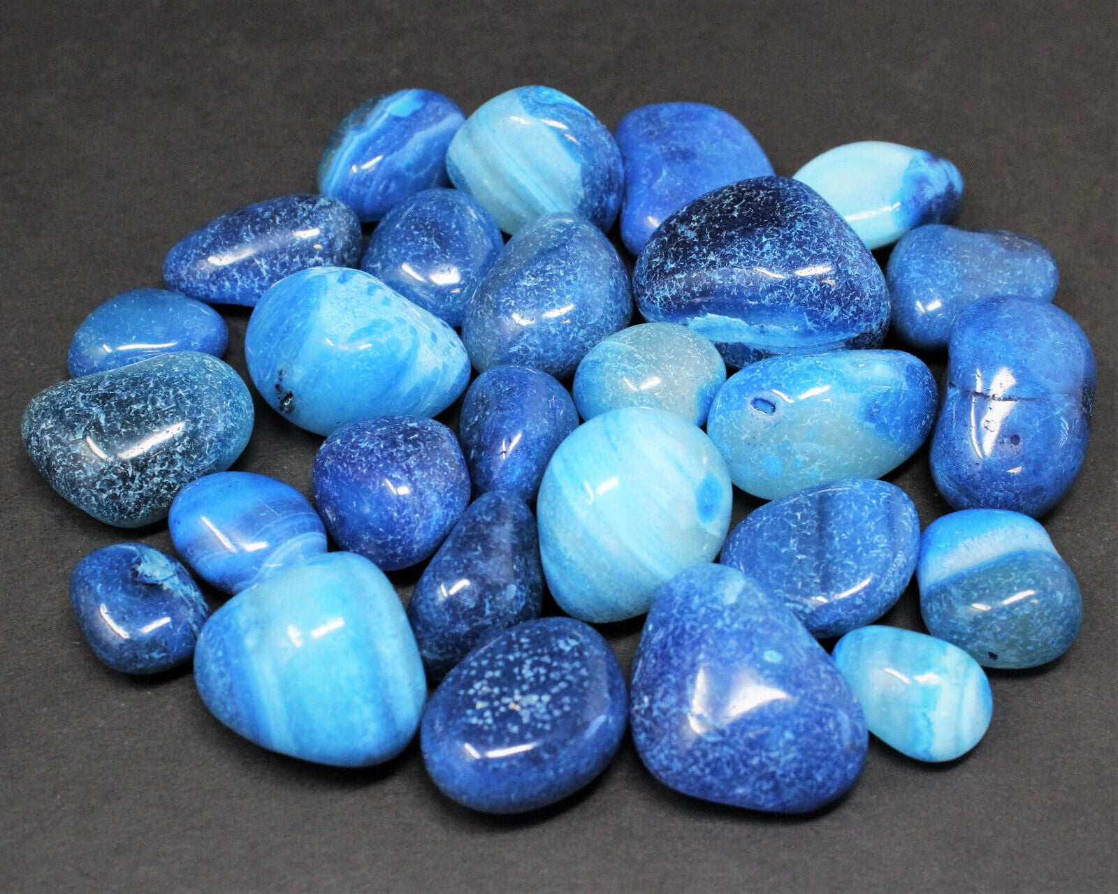 Blue Onyx Tumbled Stone: Choose How Many Pieces (Dyed Tumbled Blue Onyx ...