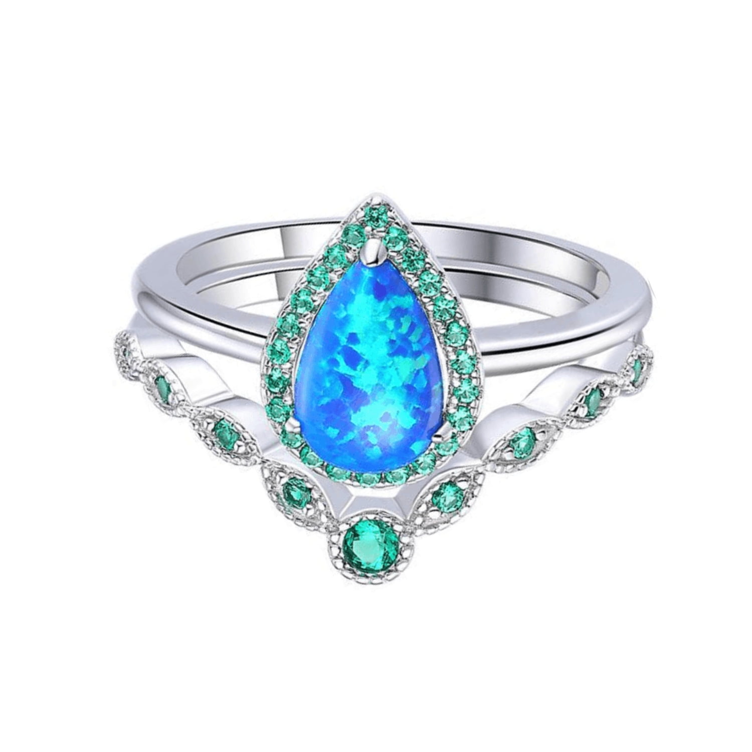 Blue Opal Stackable Teardrop Ring - Walmart.com