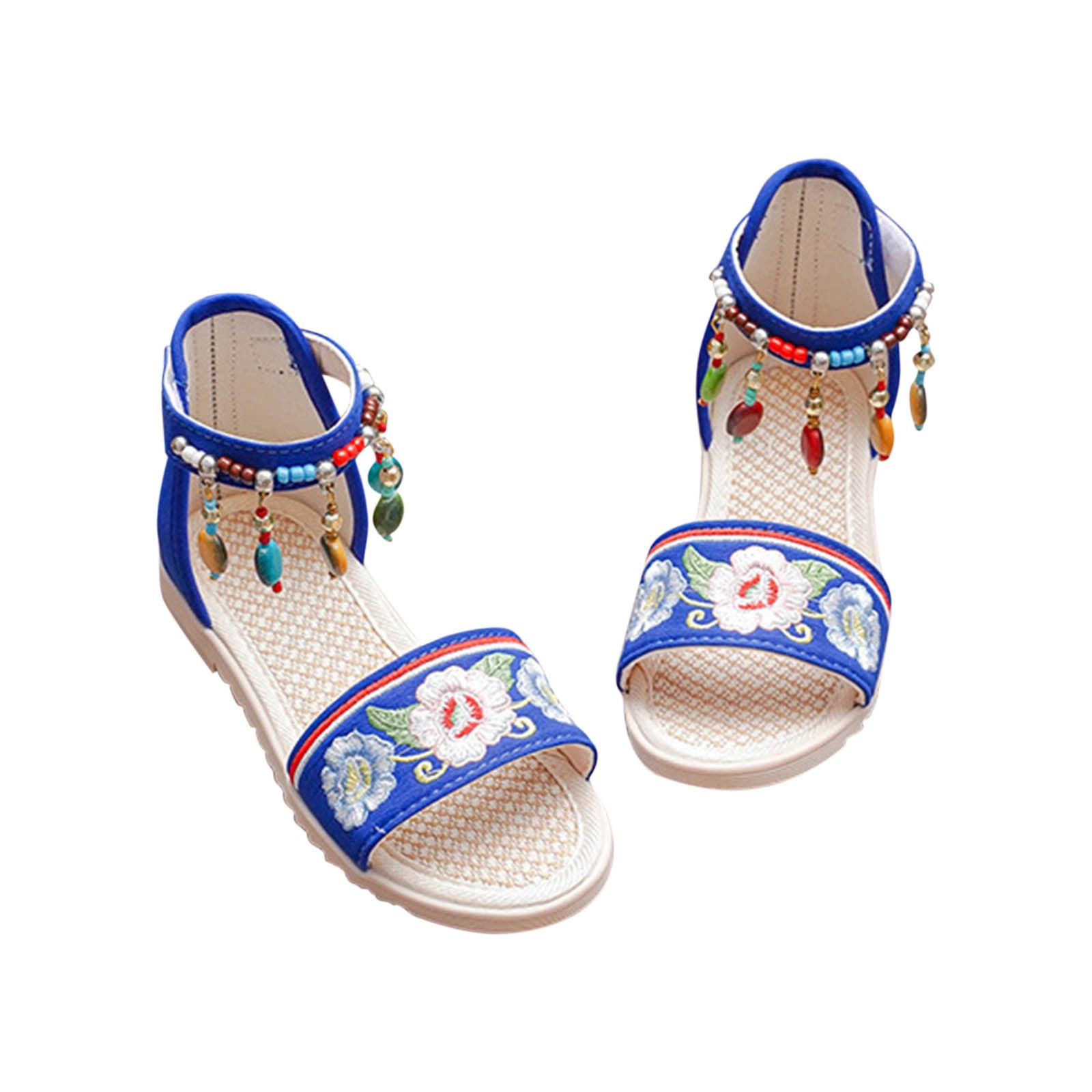 Blue Open Toe Roman Sandals For Girls With Soft Sole And Sporty Comfort ...