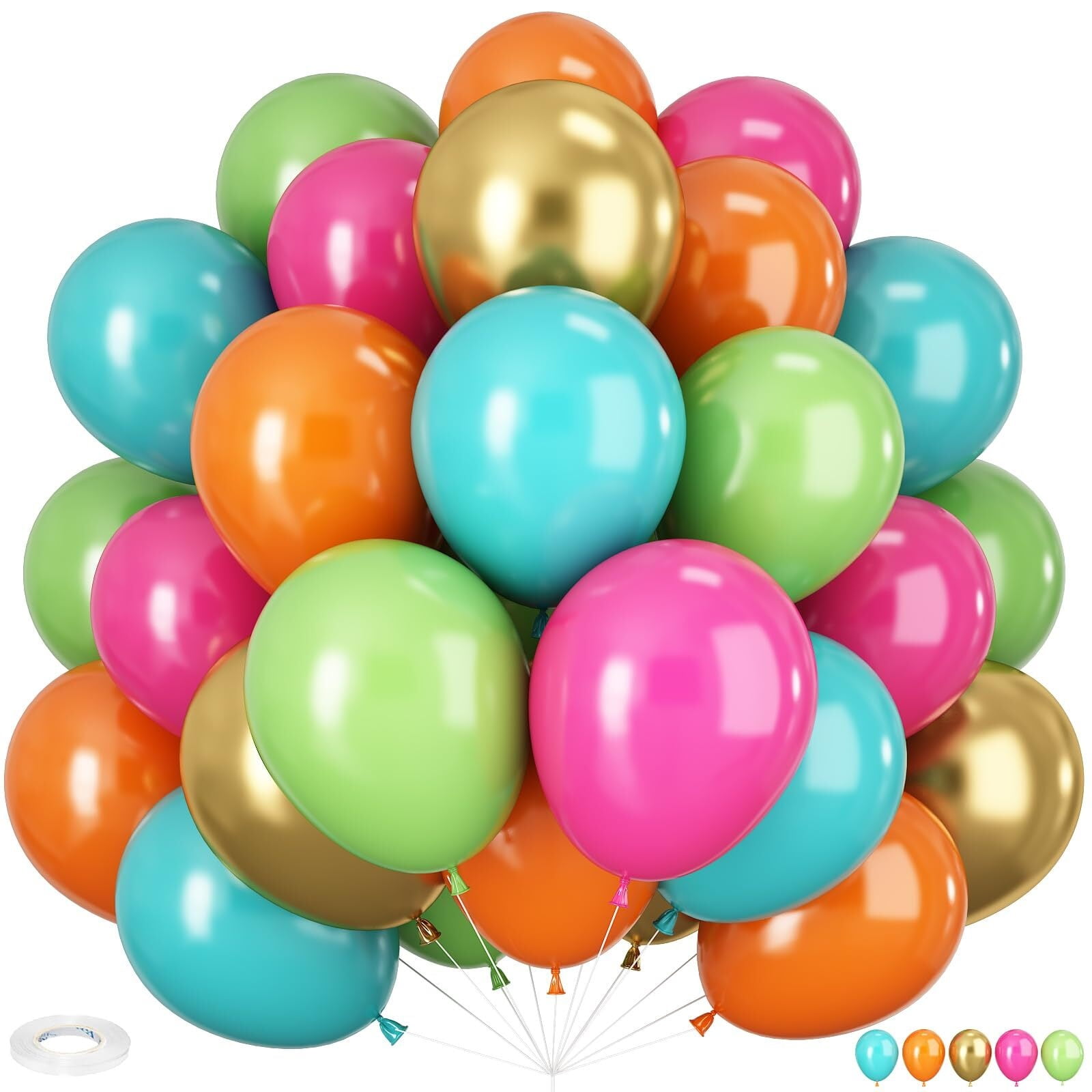 Blue and Orange Balloons, 60PCS 12 Inch Royal Blue Light Blue Beige ...