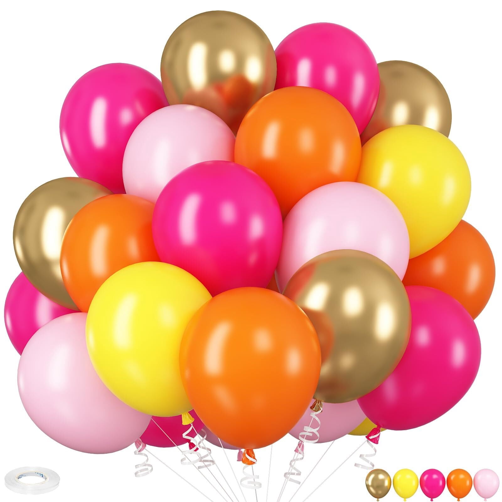 Blue and Orange Balloons, 60PCS 12 Inch Royal Blue Light Blue Beige ...