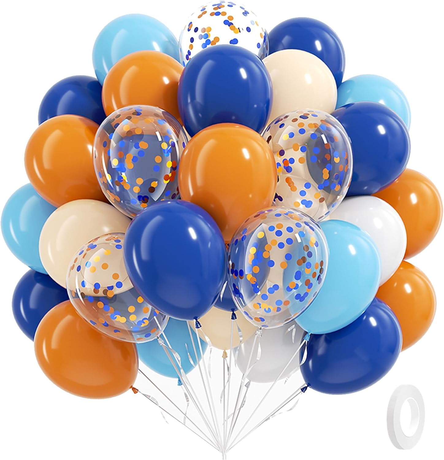 Blue and Orange Balloons, 60pcs 12 Inch Orange Blue White Nude Latex ...