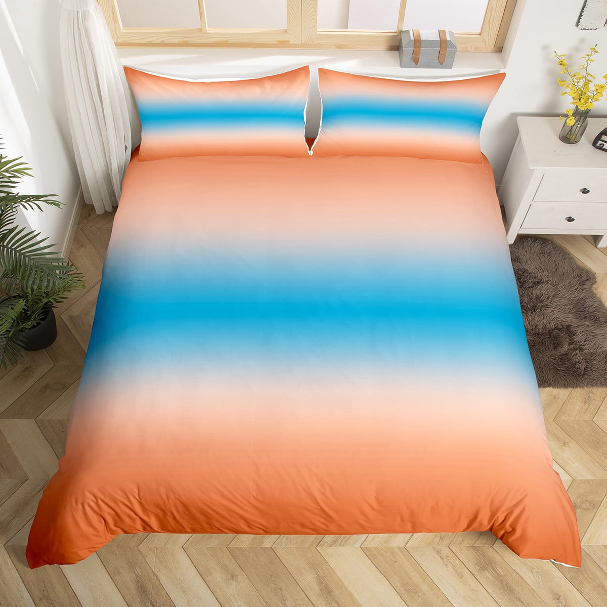 Blue and Orange Bedding Set Burnt Orange Gradient King Duvet Cover ...