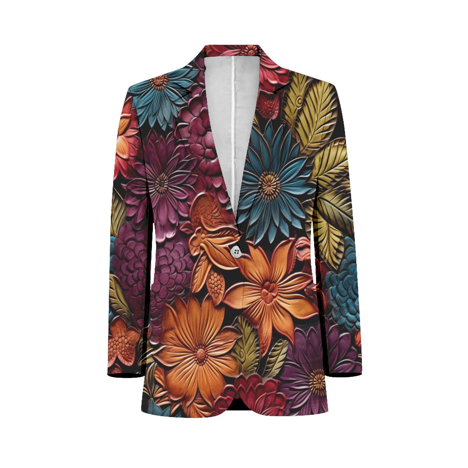 Blue Orange Bloom Customized Men's Suits full man Shawl Collar ...