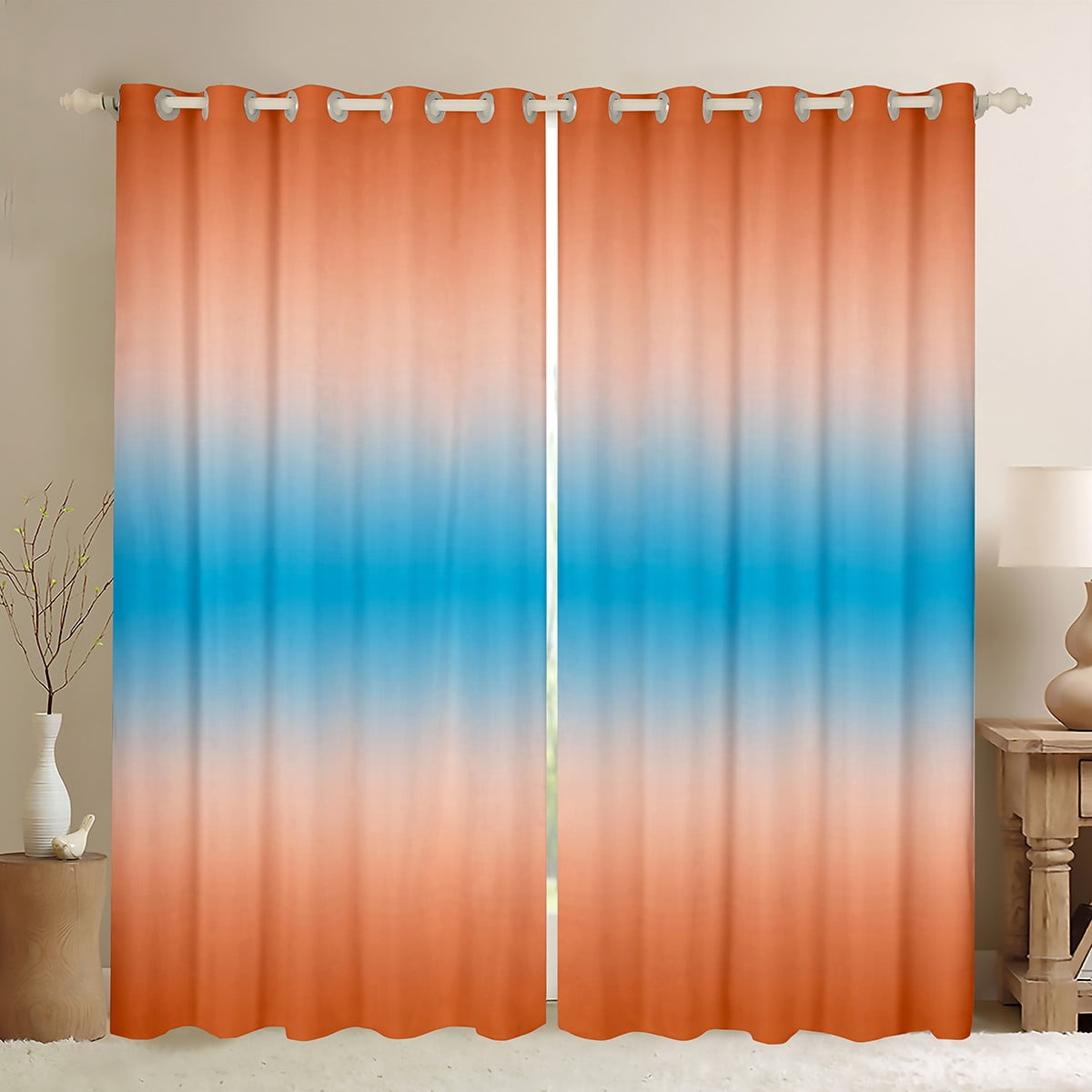 Blue and Orange Curtains Burnt Orange Gradient Curtains & Drapes ...