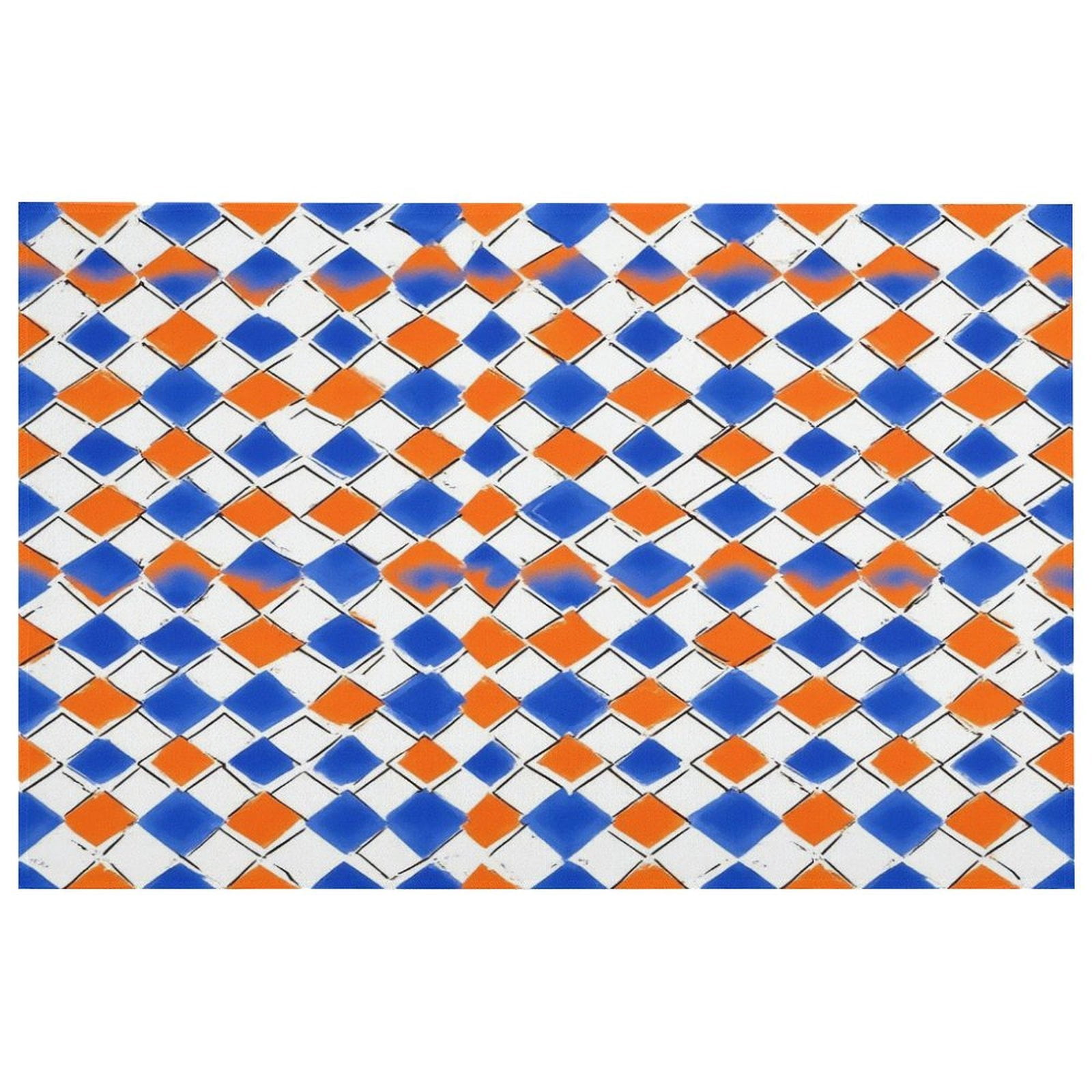 Blue Orange Diamond Pattern Adult Home Decor Bedroom Living Room ...