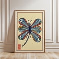 Blue Orange Dragonfly Poster Tribal Folk Insect Graphic Nature Art ...
