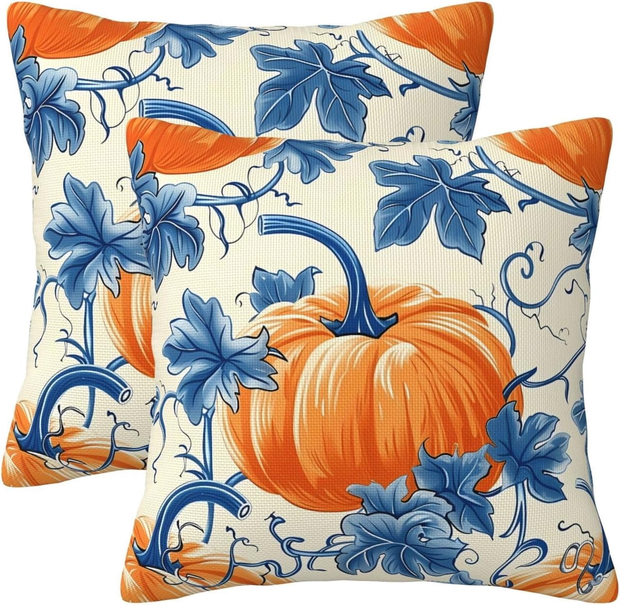 Blue and Orange Fall Pillow Covers 20x20 Inch Set of 2, Fall Decor ...