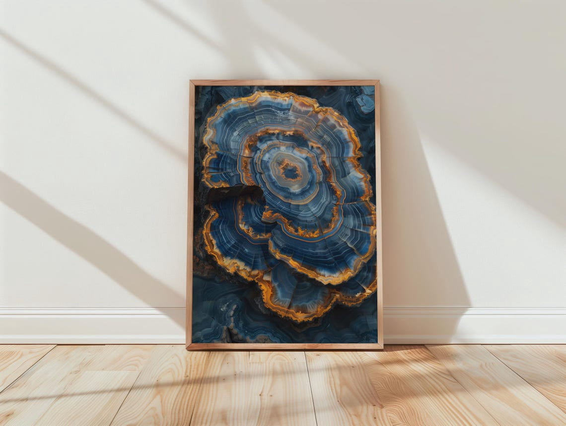 Blue Orange Geode Natural Crystal Wall Art Poster Unframed Paper Print ...