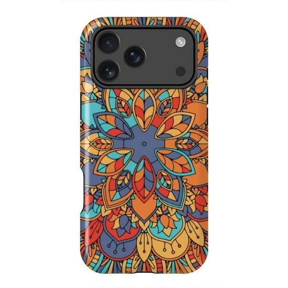 Blue Orange Red Mandala Ethnic Pattern Abstract Art with iPhone 17 to ...