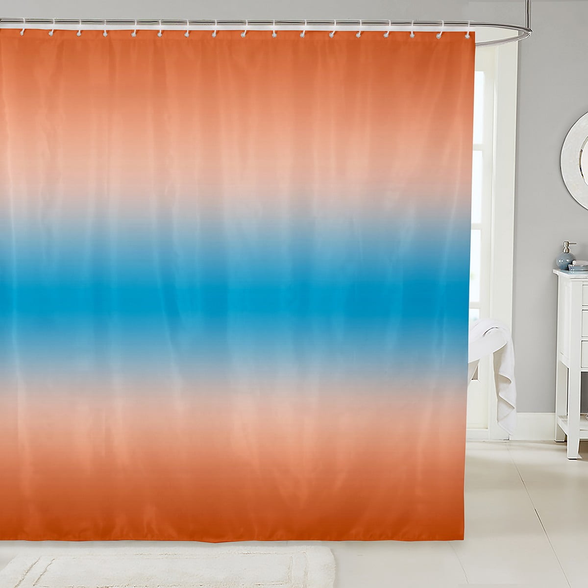 Blue and Orange Shower Curtain Burnt Orange Gradient Fabric Shower ...