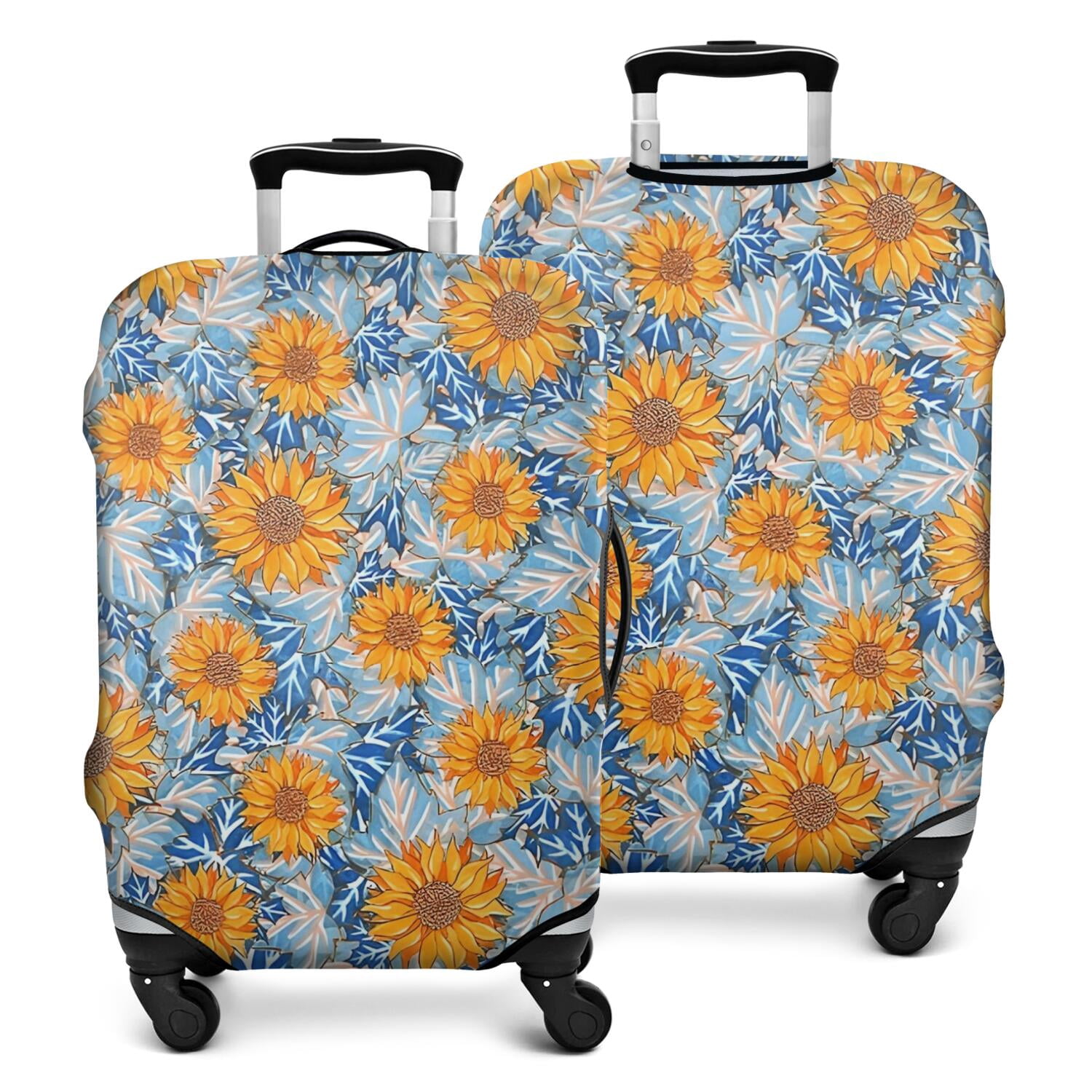 Blue Orange Sunflower Leaf Pattern Luggage Cover Fashion Suitcase Cover ...