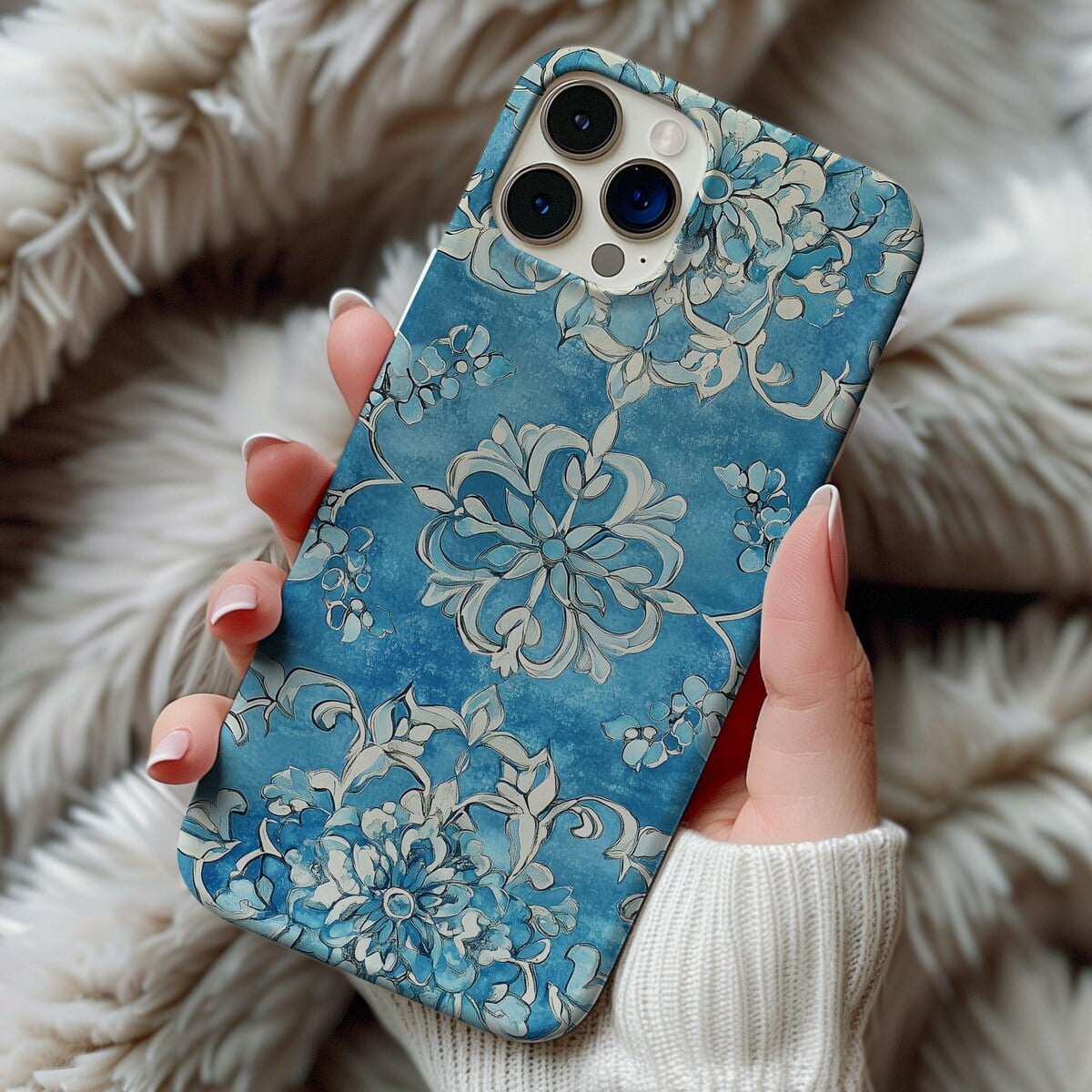 Blue Oriental Floral Moroccan Mosaic Phone Case 17 16 15 14 13 12 11 ...