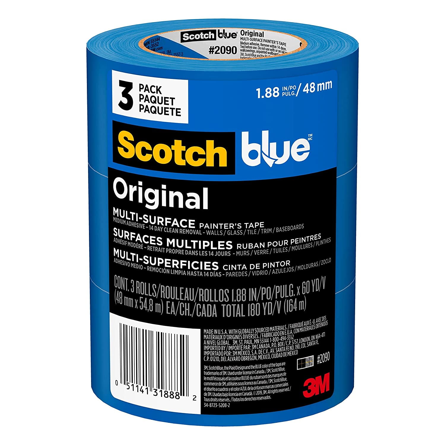 Blue Original Multi-Surface Painters Tape, 2 Inch Wide (1.88 In. x 60 ...