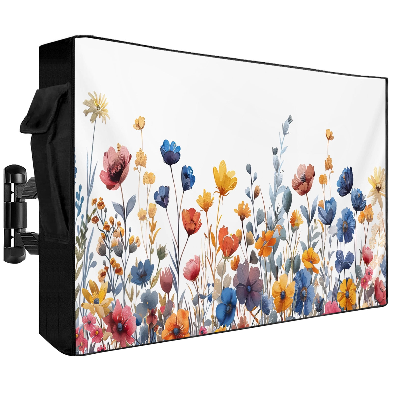 Blue and Outdoor TV Cover 40 to 43 inch Yellow Poppy Watercolor Floral ...