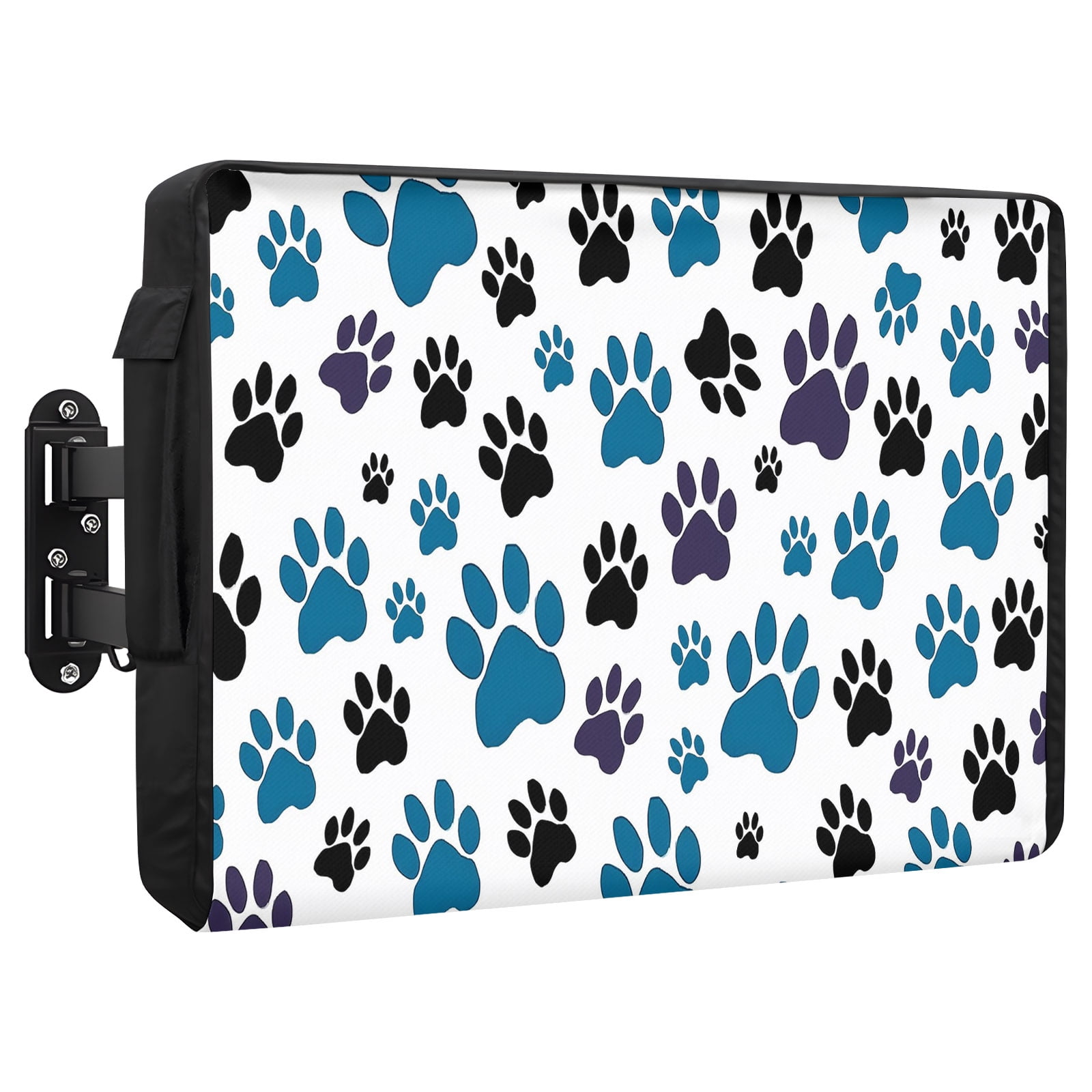 Blue and Outdoor TV Cover 60 to 65 Inch Black Dog Paw Print ...
