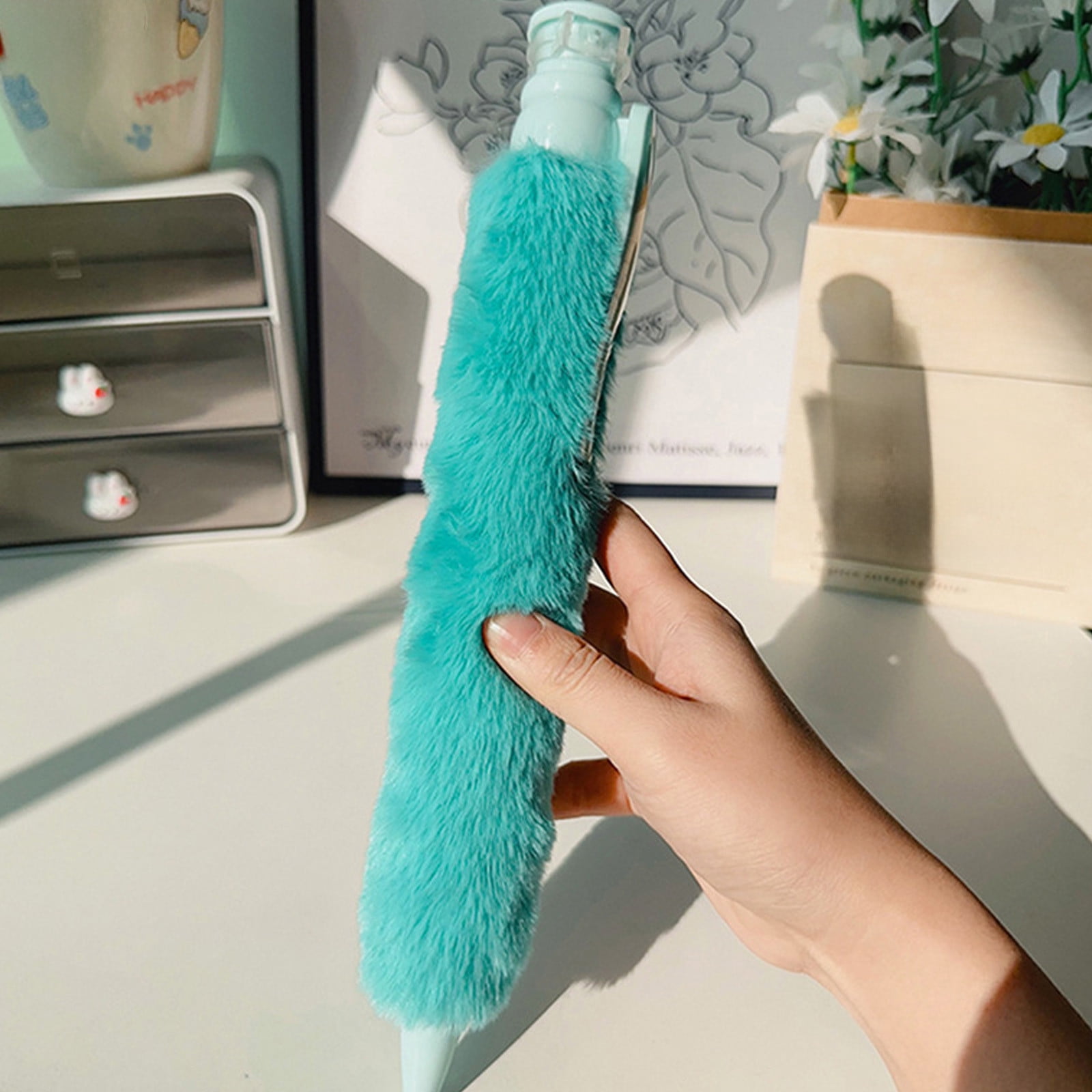 Blue Oversized Ballpoint Pen Cute Short Villi Tail Tactile Stylus ...