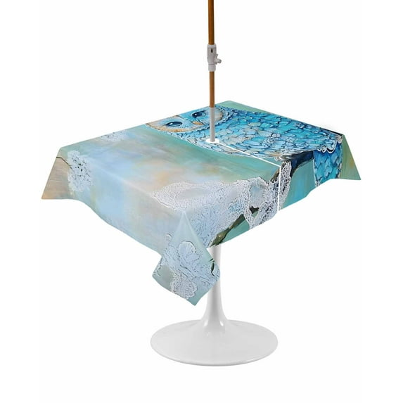Blue Owl Rectangle Outdoor Tablecloth, Waterproof Table Cloth Cover ...