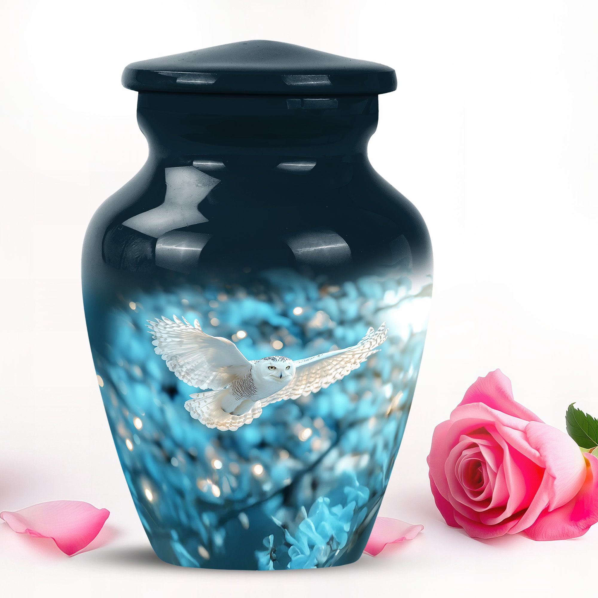 Blue Owl small funeral urns for human ashes keepsake - burial ...
